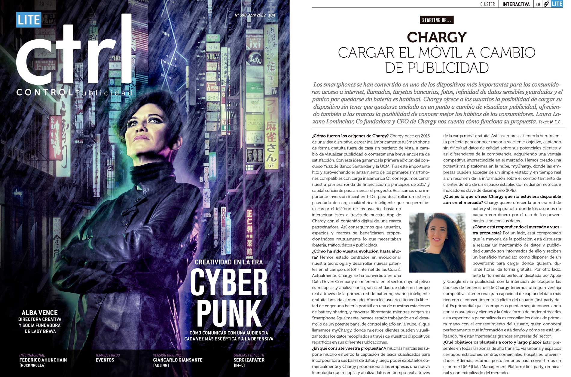 Entrevista a Chargy en la revista Control de abril 2022 - Chargy
